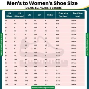 Men's to Women's Shoe Size Conversion (Sizing Guide + Chart)